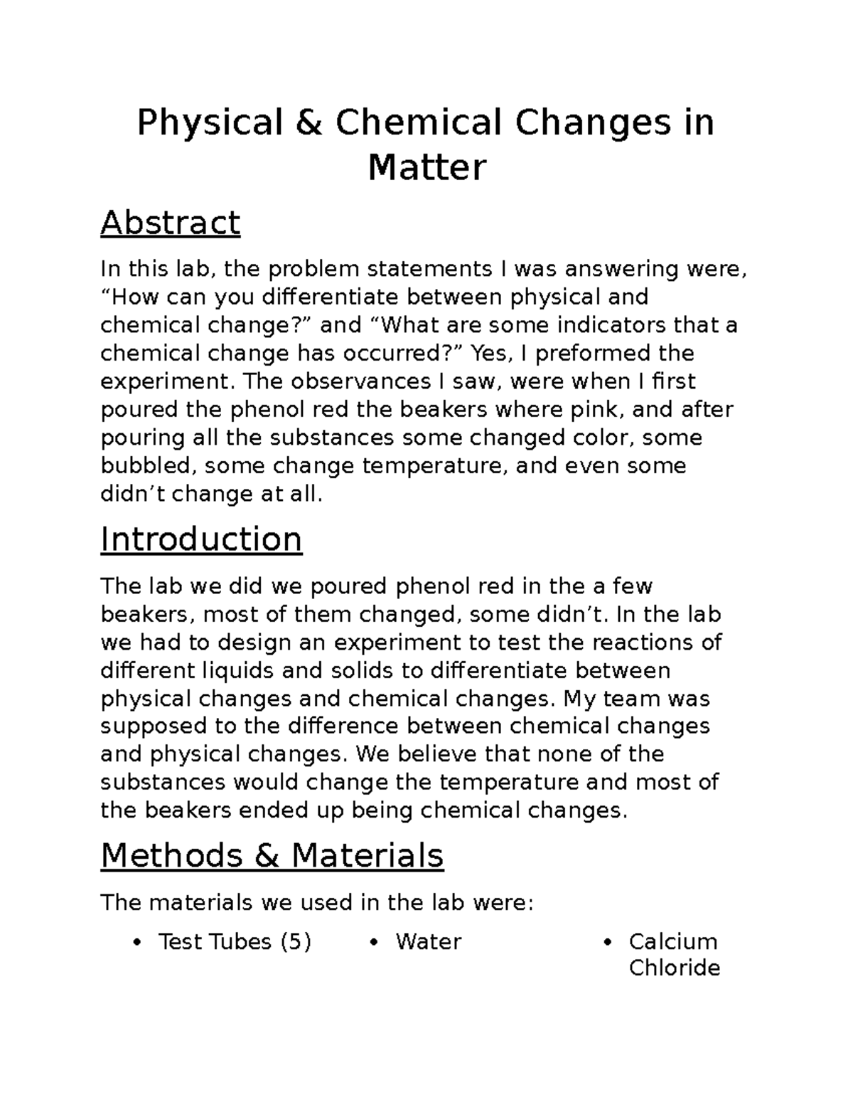 Physical and Chemical Changes in Matter - Physical & Chemical Changes ...
