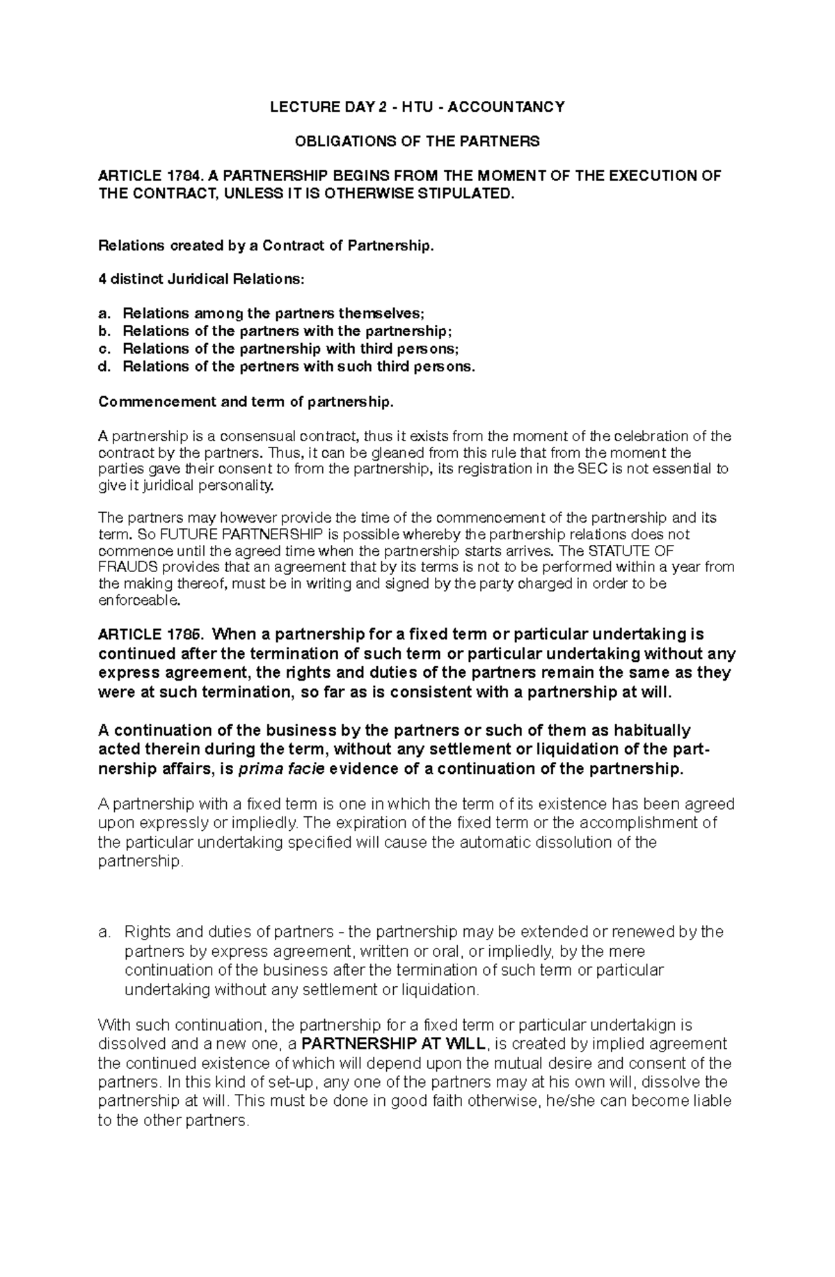 Lecture 2 HTU Accountancy PDF - LECTURE DAY 2 - HTU - ACCOUNTANCY ...