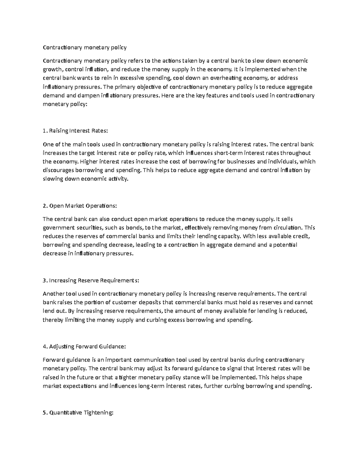 Contractionary monetary policy - Contractionary monetary policy ...