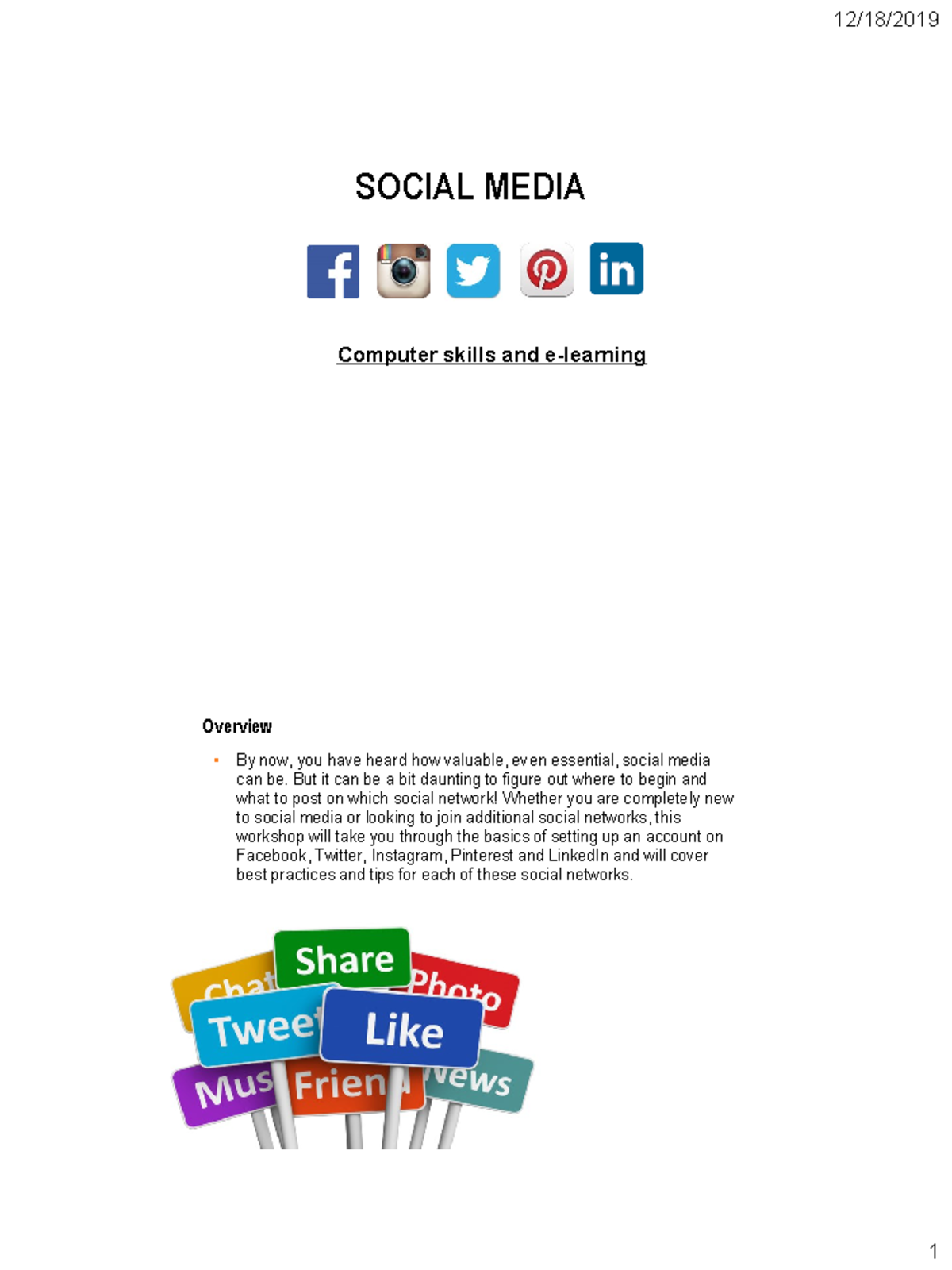 6- Social Media - bbjjj - SOCIAL MEDIA Computer skills and e-learning ...