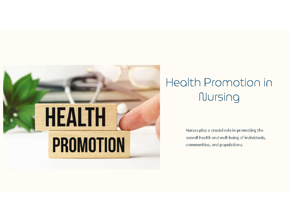 Health Promotion PWPT - Lecture notes for the exam - Health Promotion ...