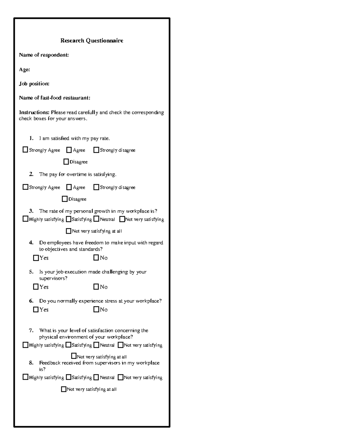 Research-Questionnaire - Research Questionnaire Name of respondent: Age ...