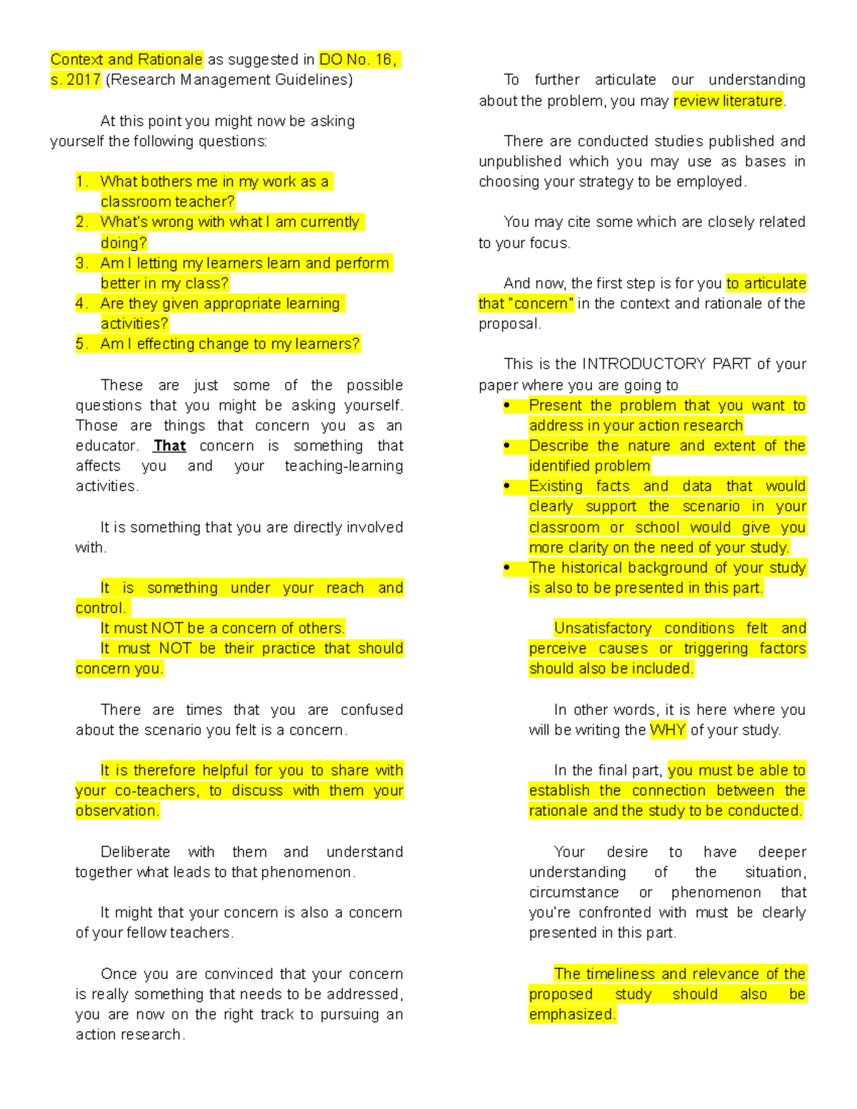 Context and Rationale Discussion - Context and Rationale as suggested ...