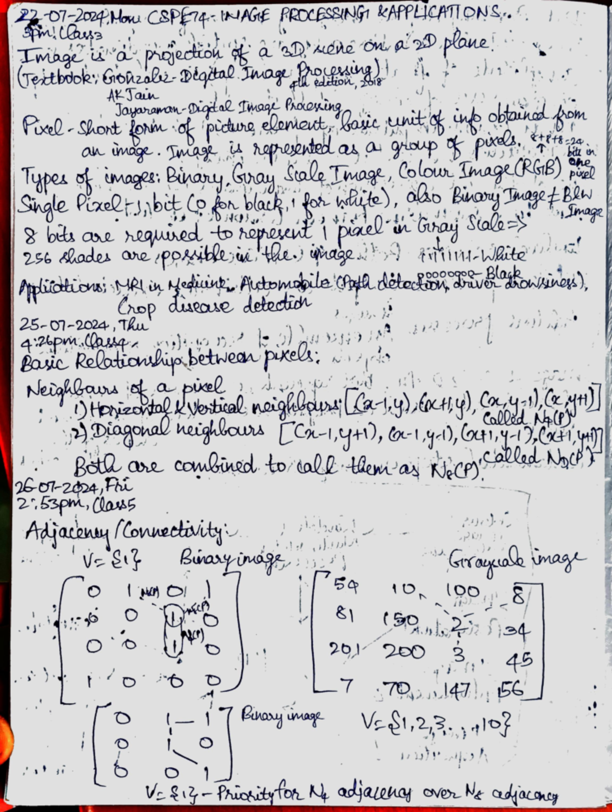 Image processing notes - More PROCESSING Image is a projection of a 3D ...