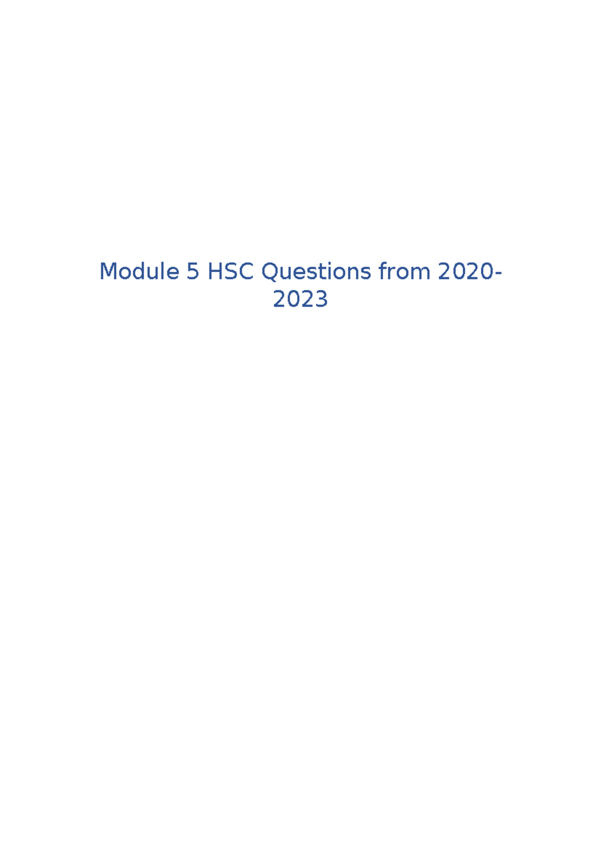 Module 5 HSC Practice Questions Booklet - Module 5 HSC Questions from ...