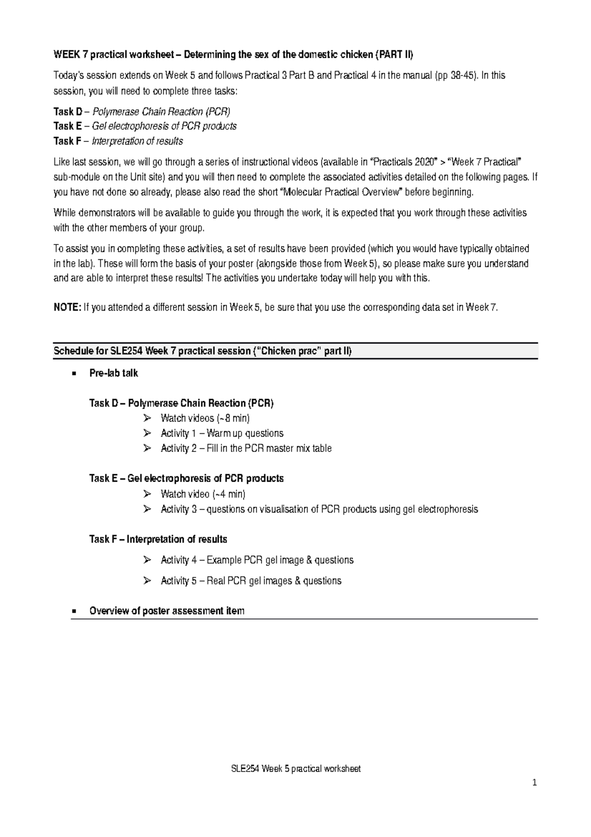 SLE254 Week 7 worksheet - WEEK 7 practical worksheet – Determining the ...
