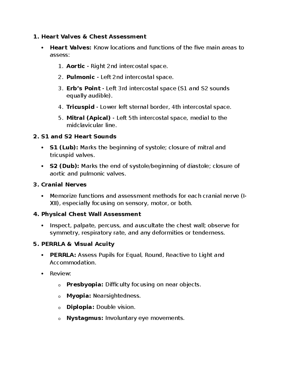 Functional Assess Exam 2 study guide - 1. Heart Valves & Chest ...