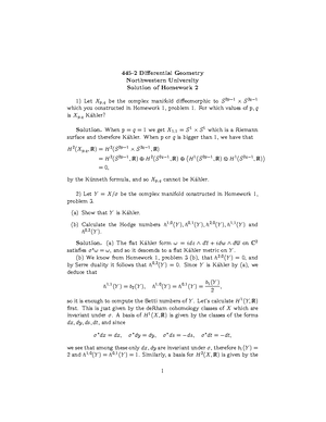 445-2 Differential Geometry Homework 7 solutions - 445-2 Differential Geometry Northwestern ...