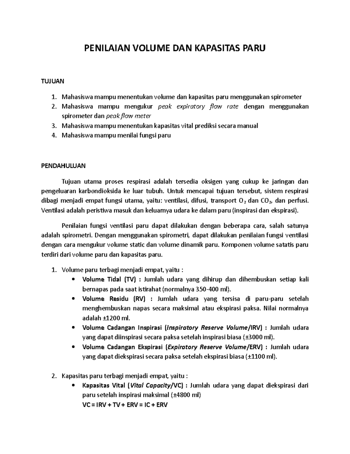 Modul Praktikum Fisiologi Spirometri - PENILAIAN VOLUME DAN KAPASITAS ...