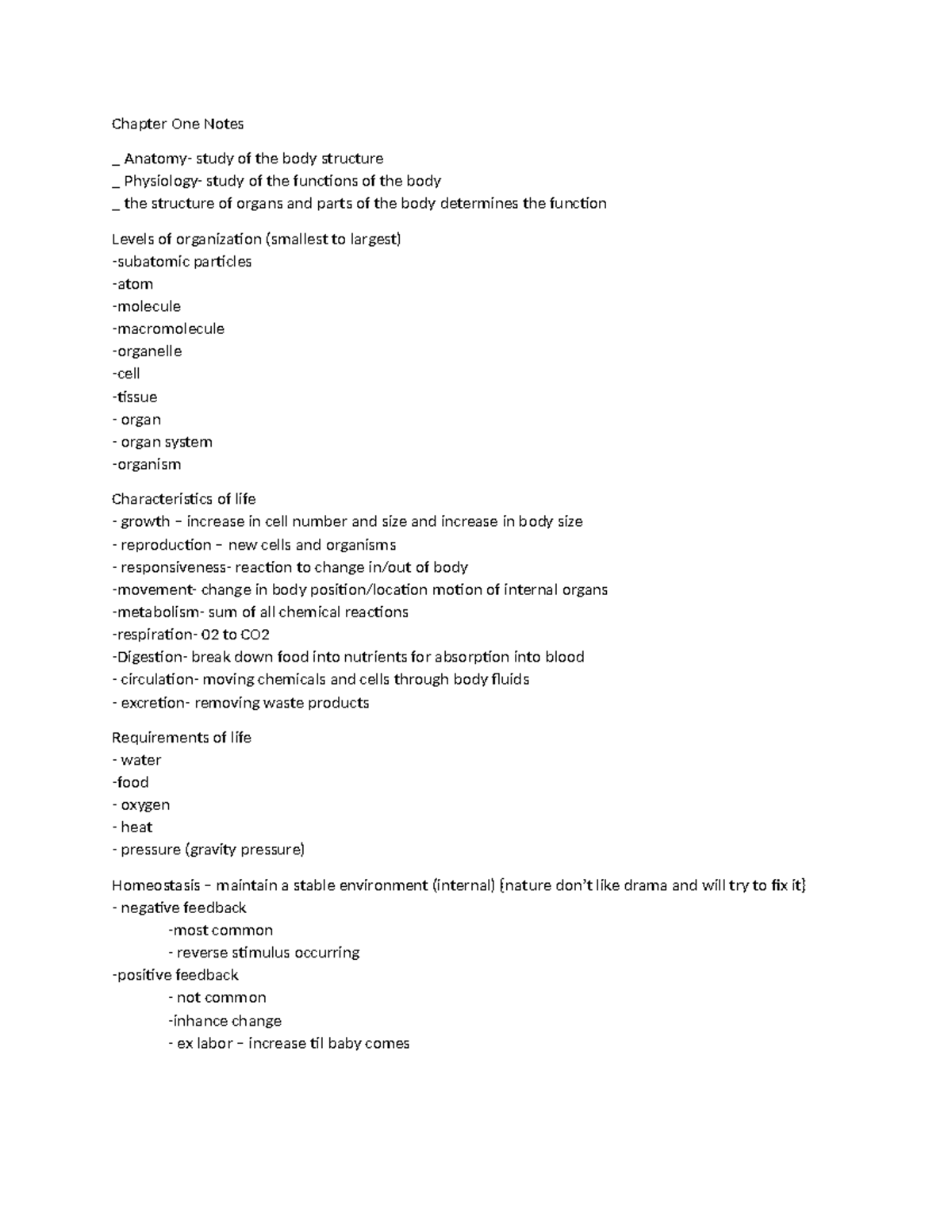 Chapter 1, 2, 3 - Chapter One Notes _ Anatomy- study of the body ...