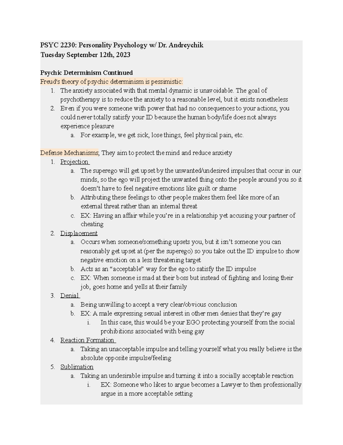 9 12 - Andreychik - PSYC 2230: Personality Psychology w/ Dr. Andreychik ...