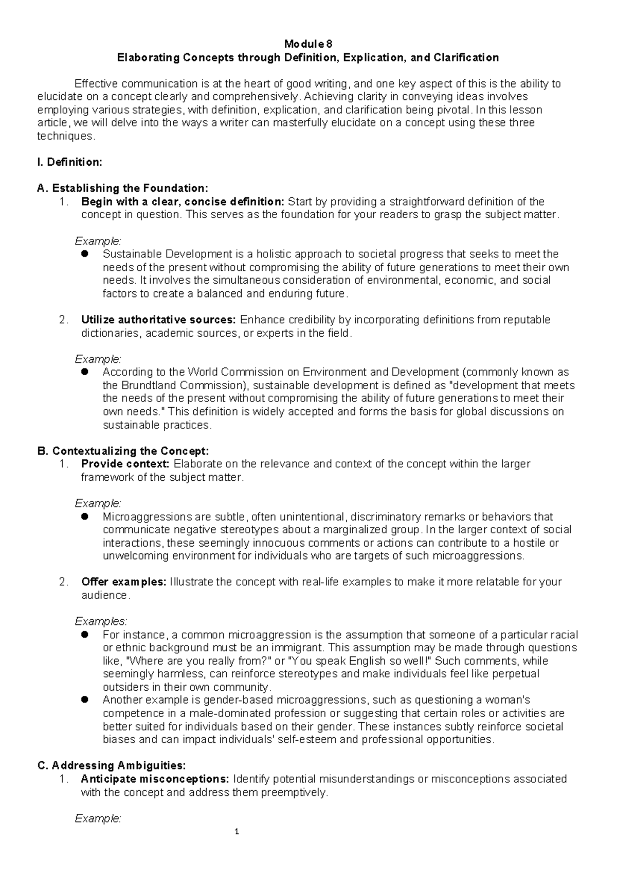 Module 8 Elaborating Concepts through Definition Explication and ...