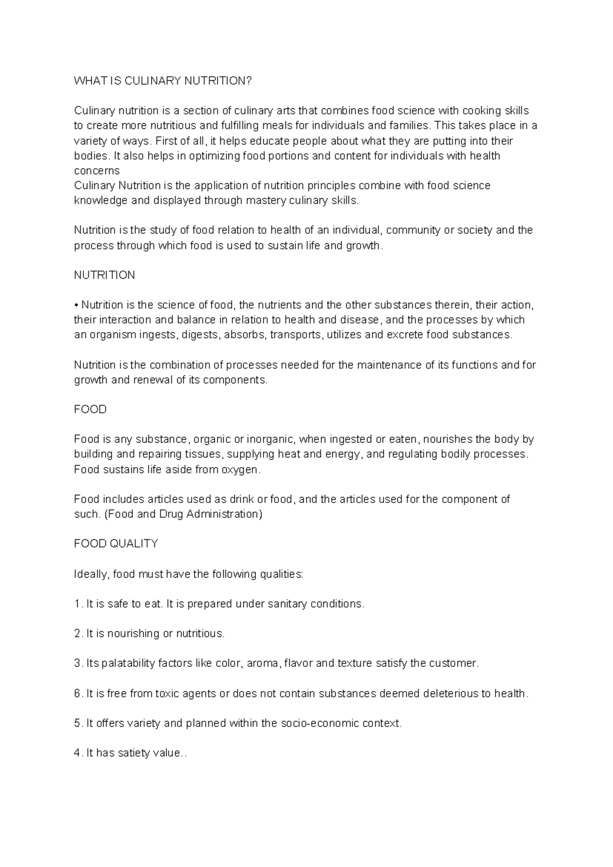 WHAT IS Culinary Nutrition - WHAT IS CULINARY NUTRITION? Culinary ...