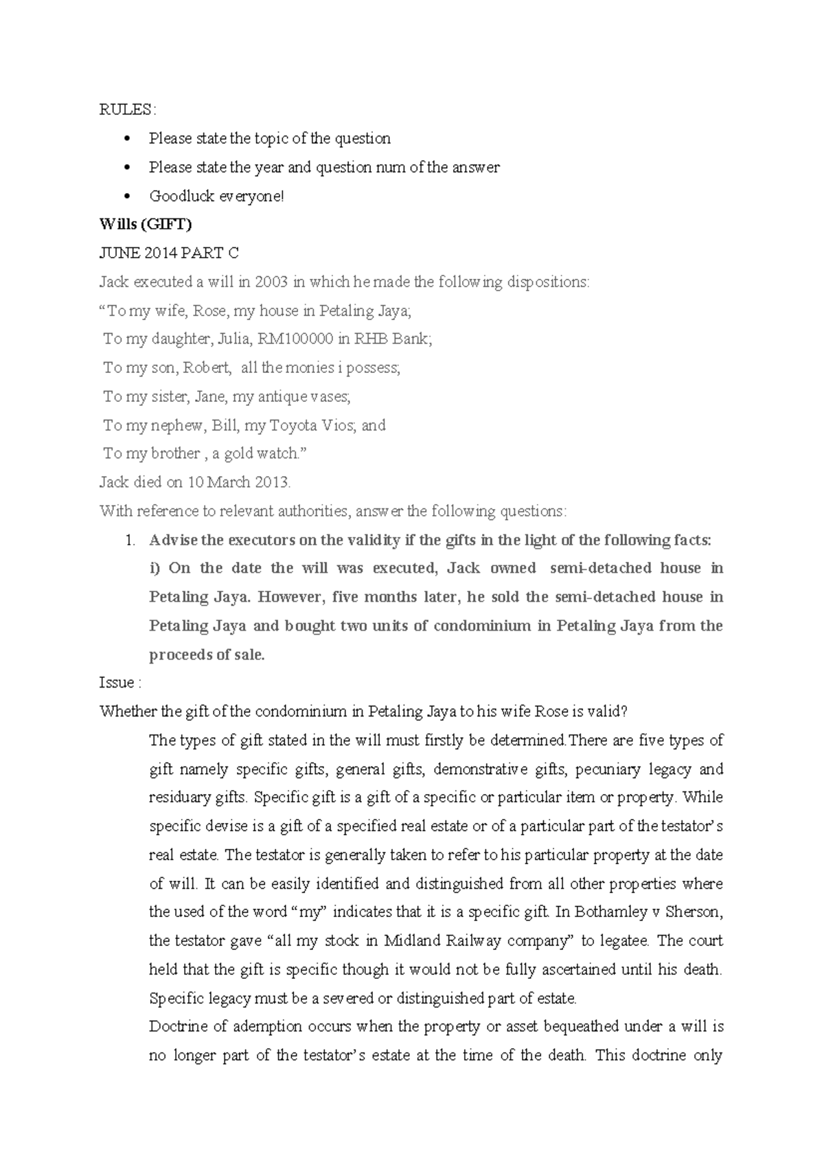 Compilation Answer AOT - RULES: Please state the topic of the question ...