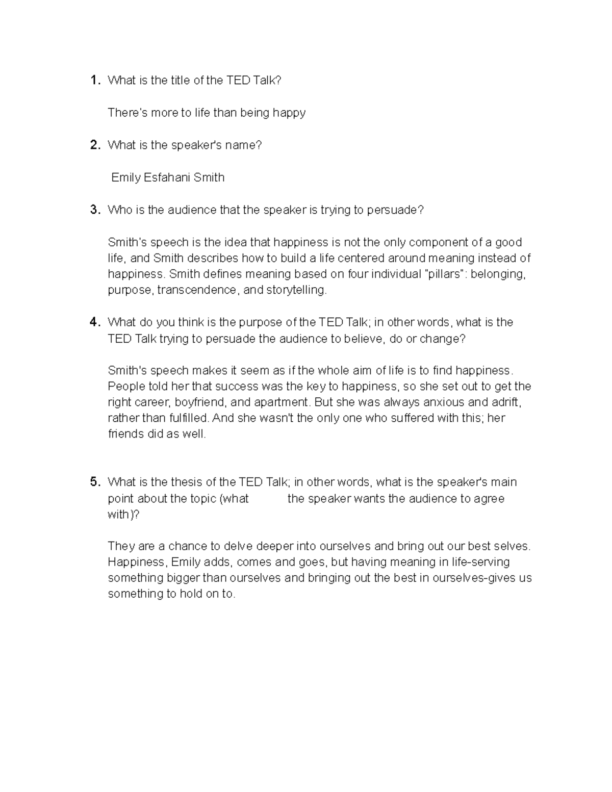 Sandy Noah - Essay 2. - assignment - 1. What is the title of the TED ...