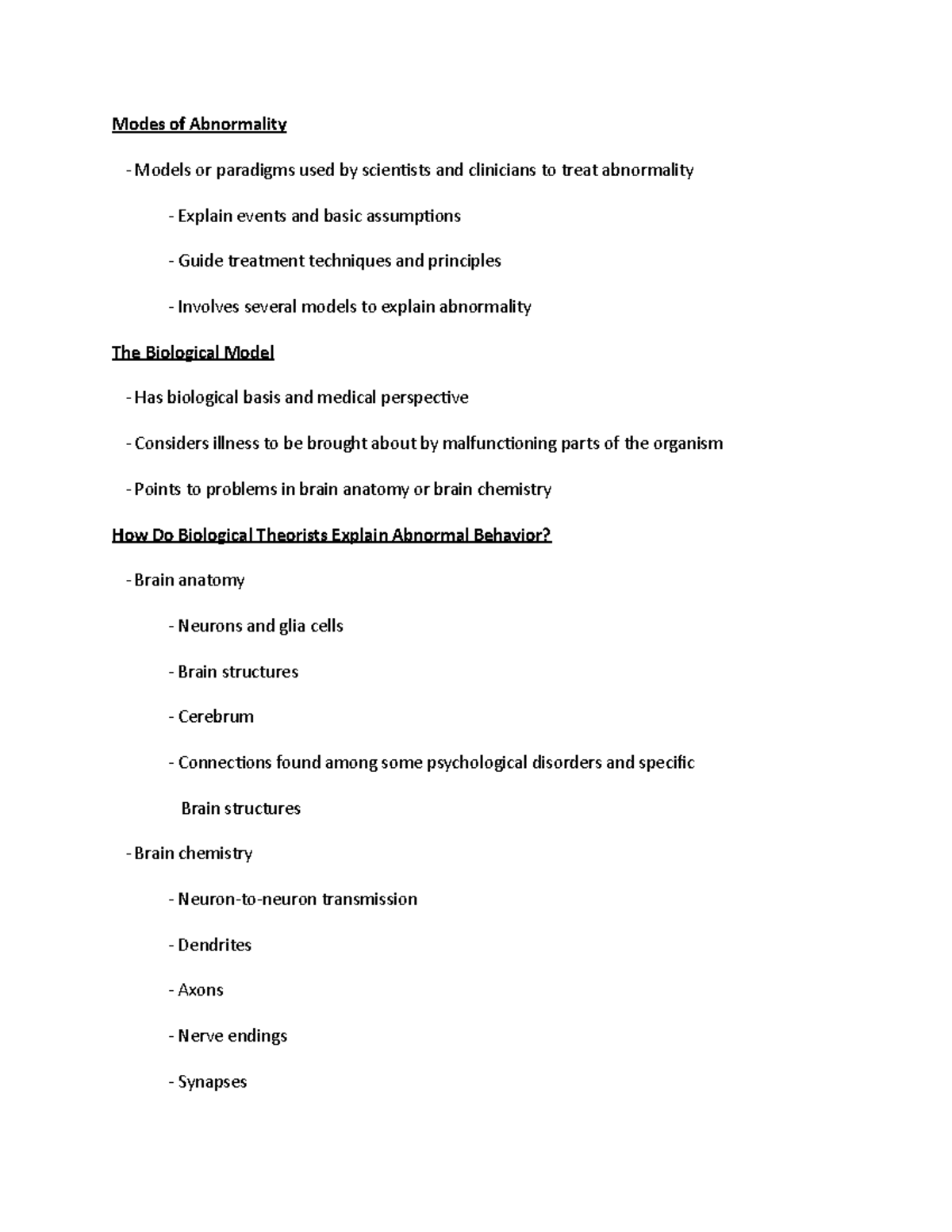 Abnormal Psychology - Chpt 3 - Modes of Abnormality - Models or ...