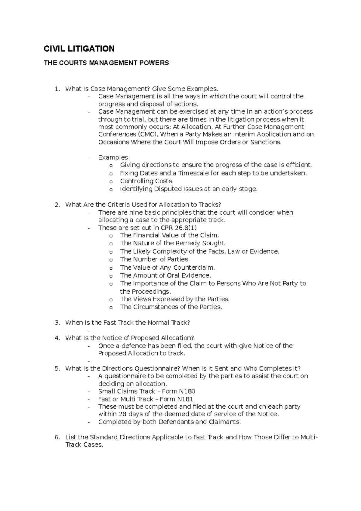Civil Litigation - Workshop 5 - CIVIL LITIGATION THE COURTS MANAGEMENT ...