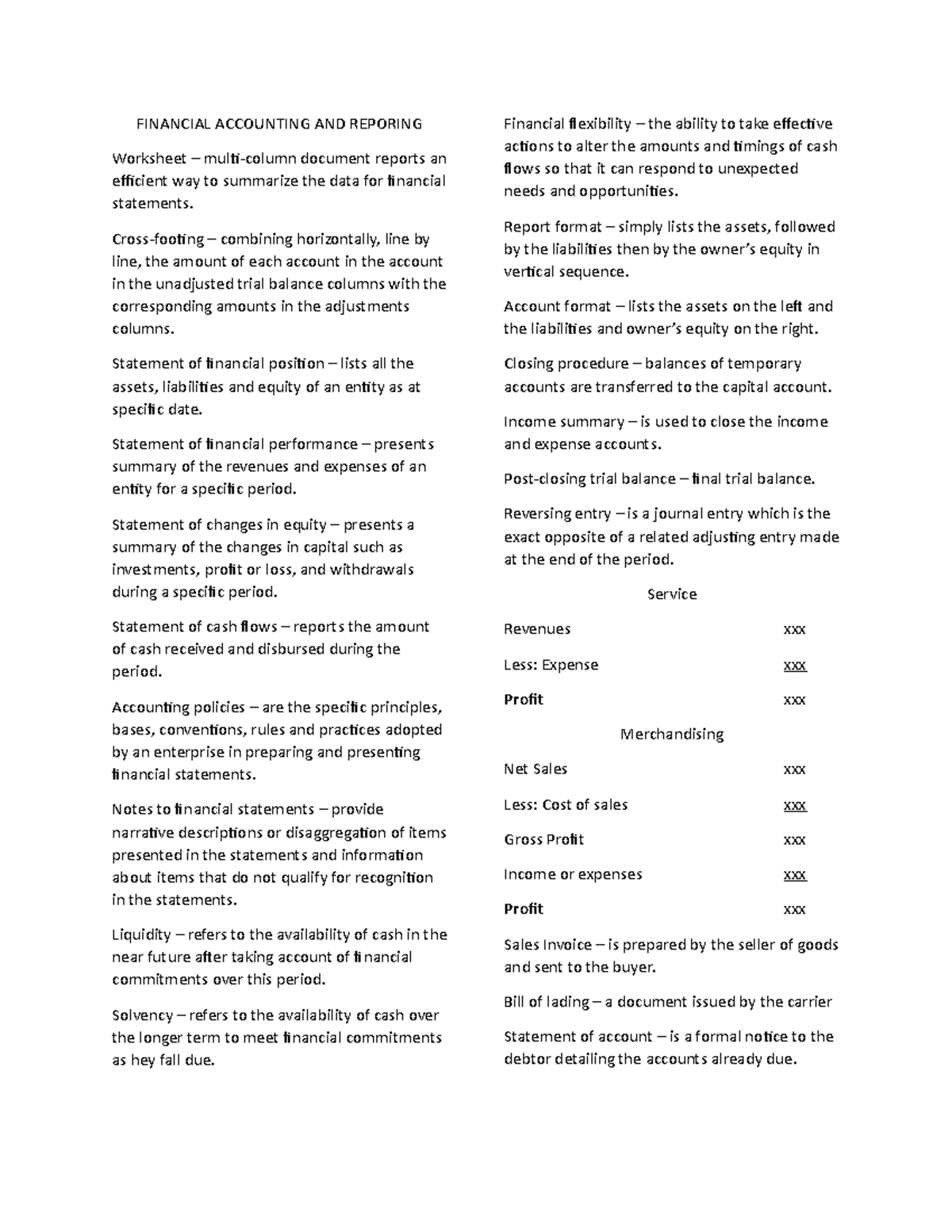 Financial Accounting AND Reporing - reviewer - FINANCIAL ACCOUNTING AND ...