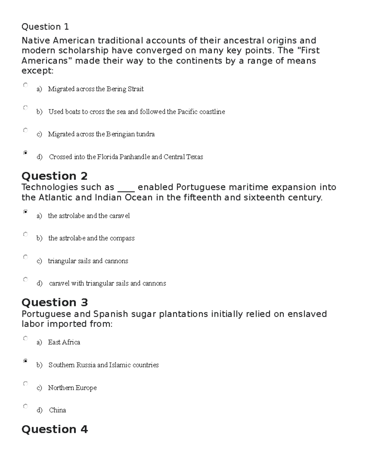 History quiz 1 - chapter 1 The American Yawp - Question 1 Native ...