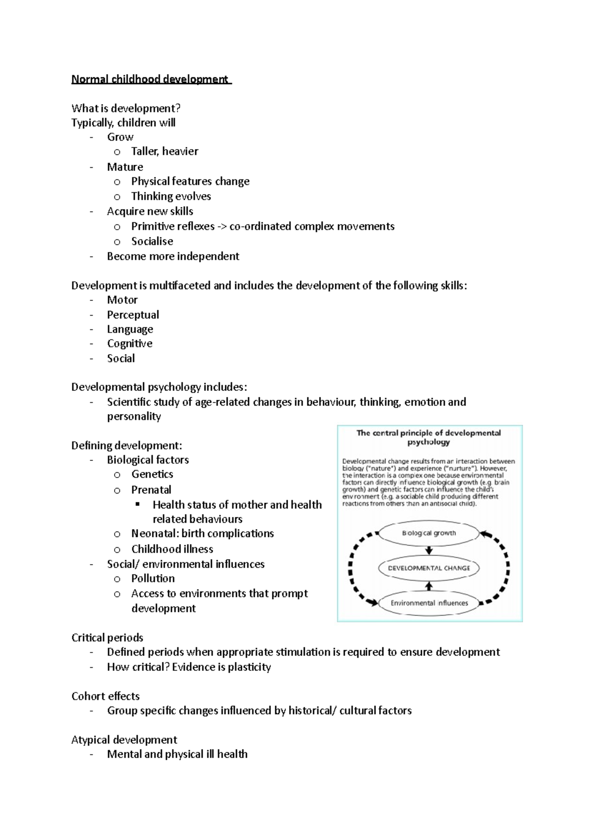 Human Development W6 Normal childhood development - Normal childhood ...