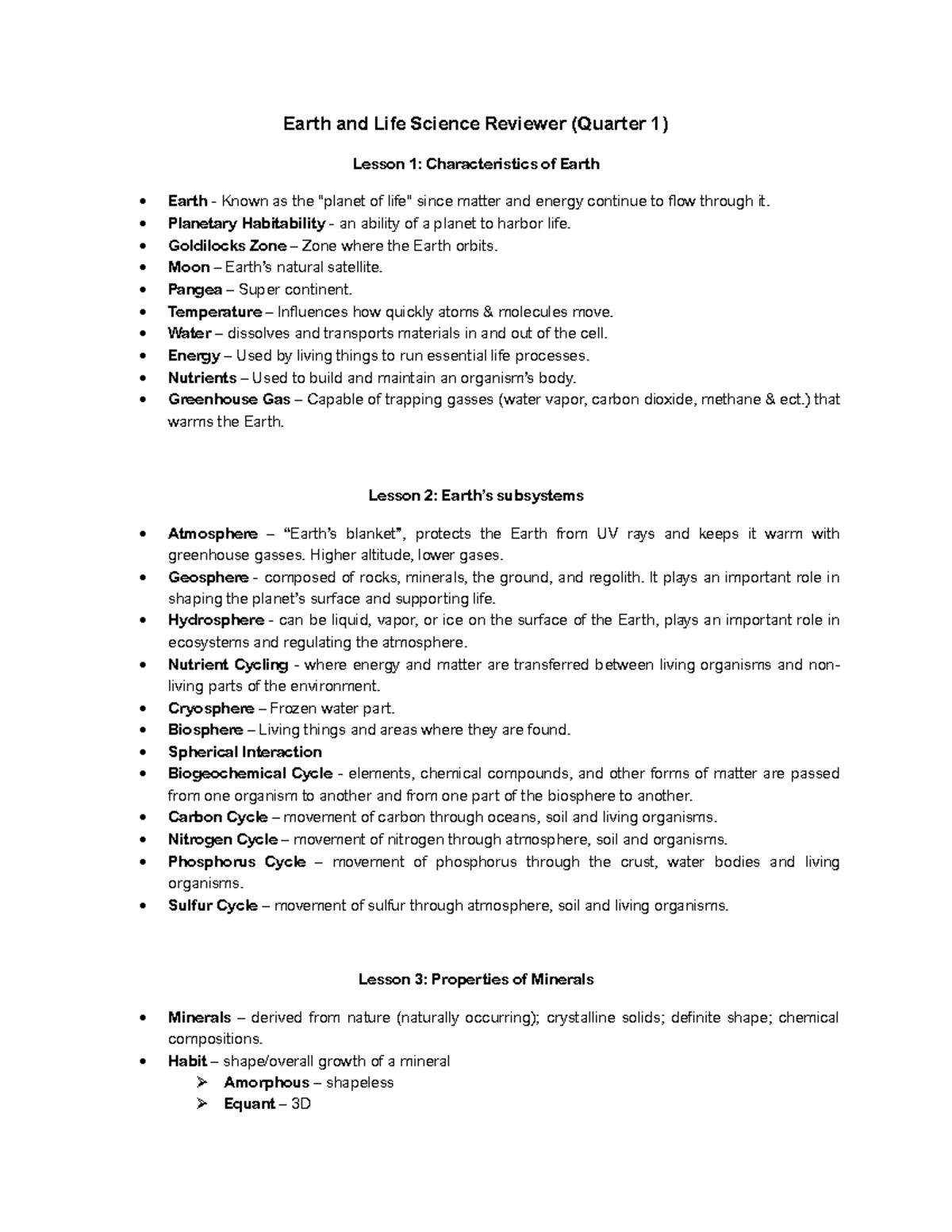 Oral communication - Earth and Life Science Reviewer (Quarter 1) Lesson ...