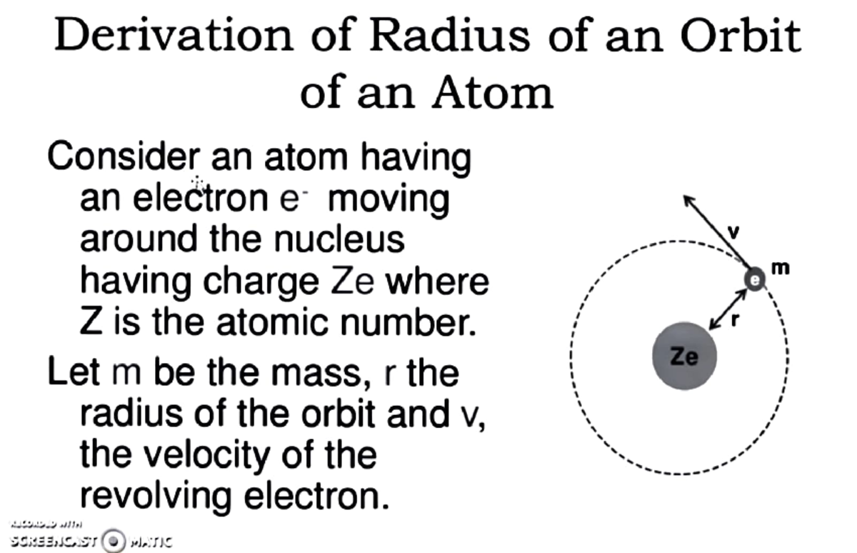 Derivation of orbit of atom - Derivation of Radius of an Orbit of an ...