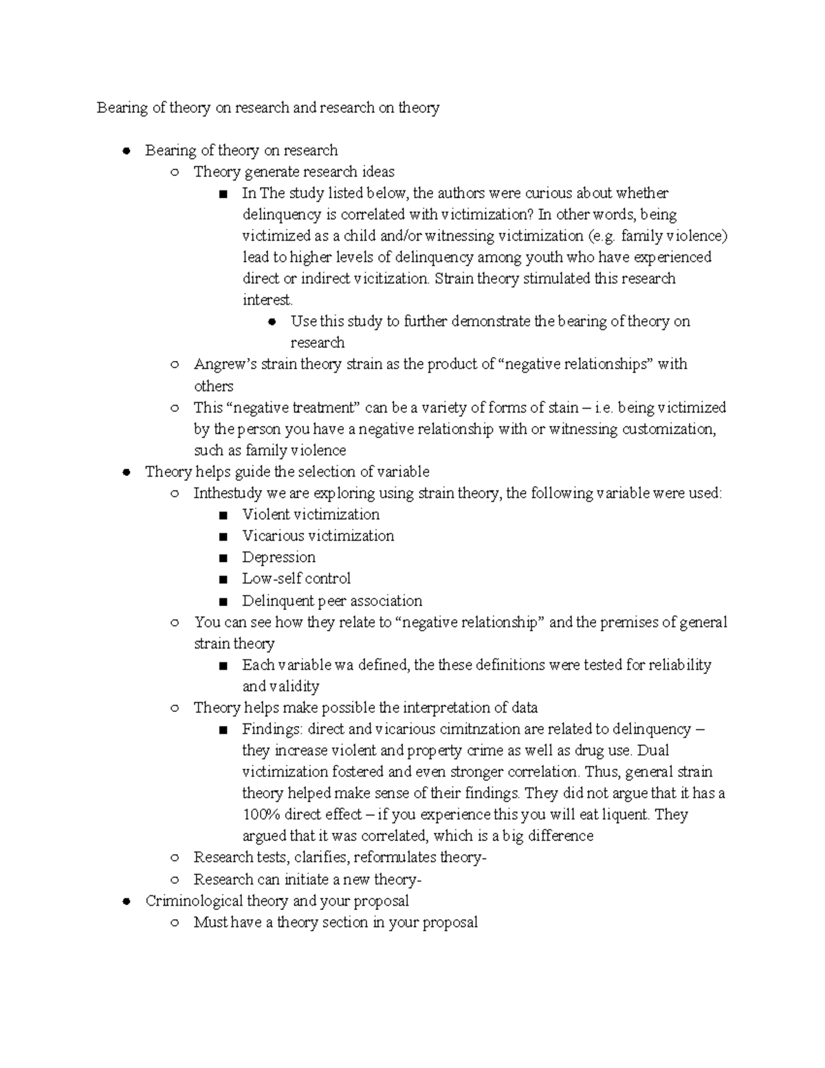 CRM 220-WEEK 6 Notes - research methods theory - Bearing of theory on ...