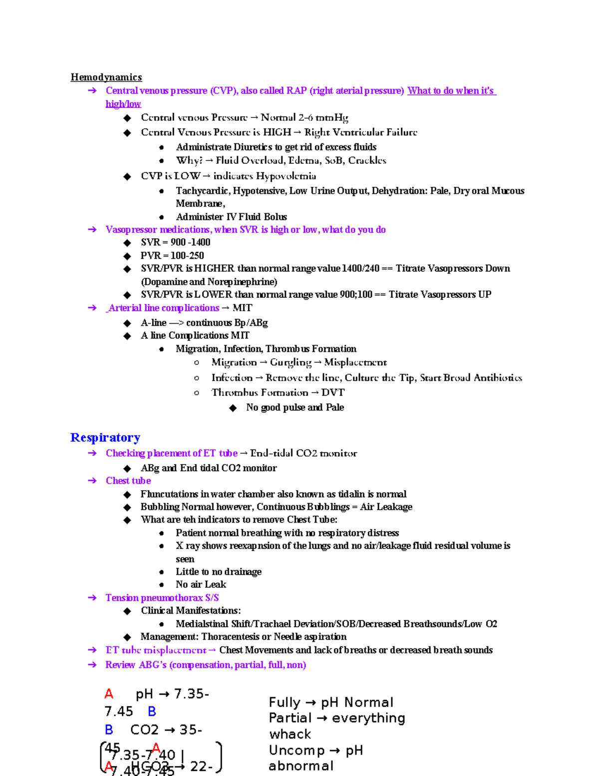 Study Guide - Hemodynamics Central venous pressure (CVP), also called ...