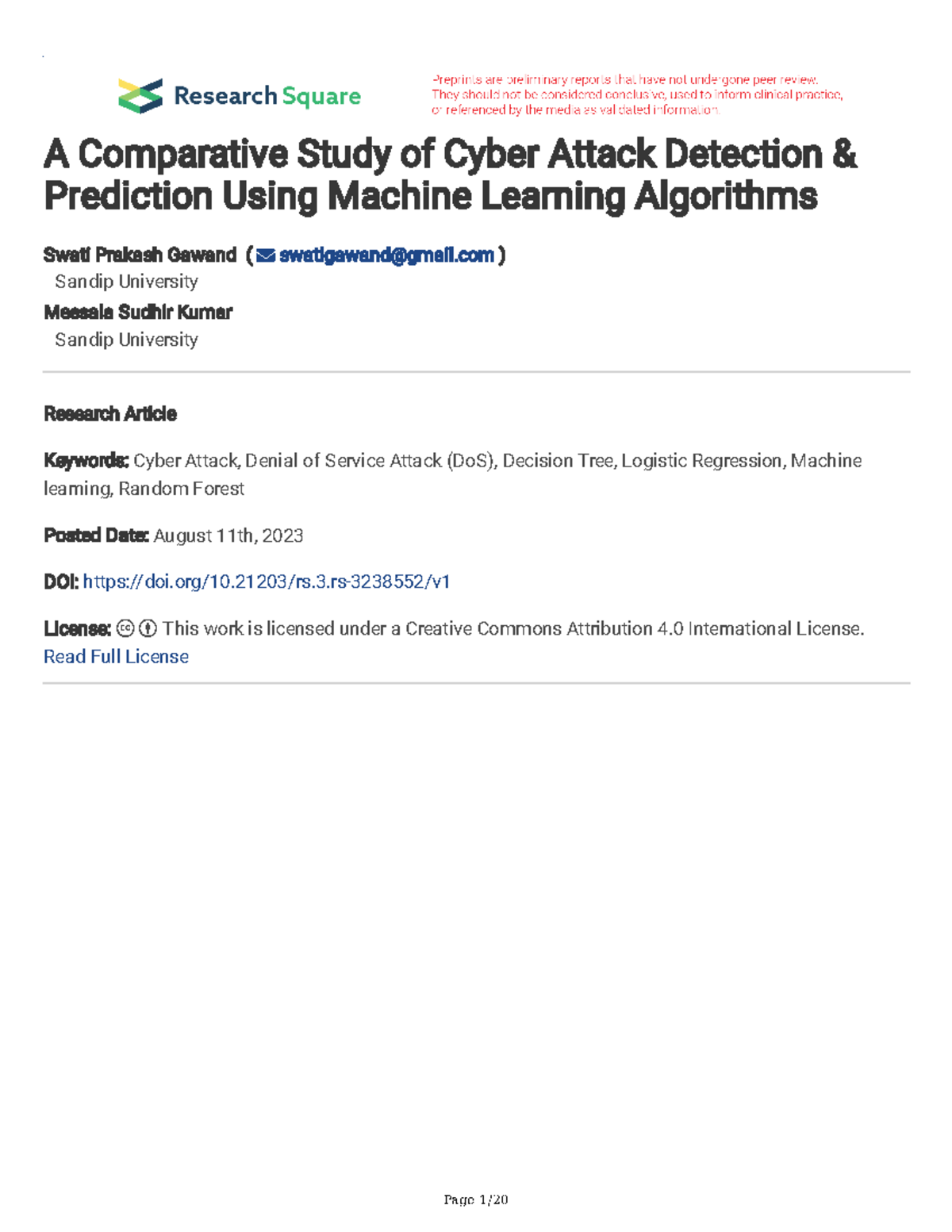 A Comparative Study of Cyber Attack Detection Pred - A Comparative ...