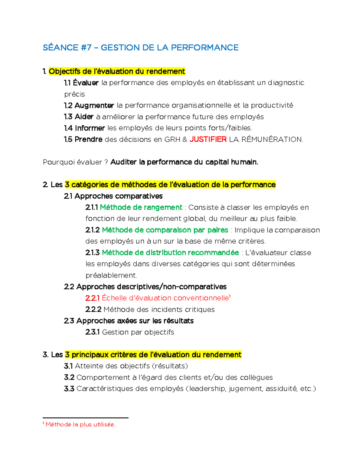 Séance 7 Gestion De La Performance Orh1600 SÉance 7 Gestion De