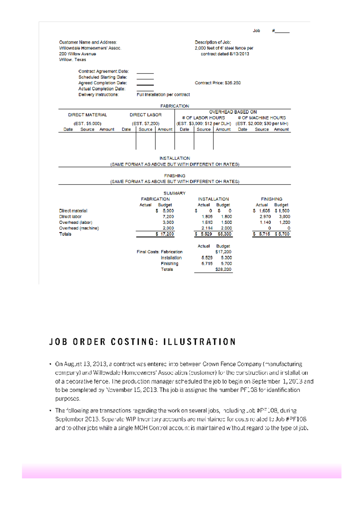 Job cost sheet - Cost Accounting 1 - Studocu