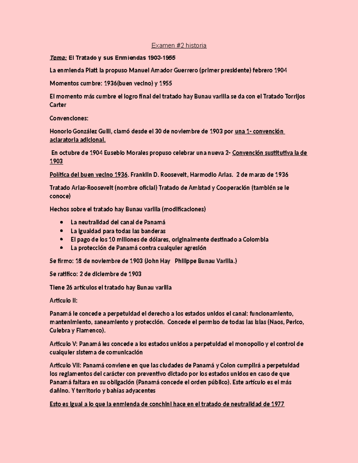 Examen historia - Examen #2 historia Tema: El Tratado y sus Enmiendas ...