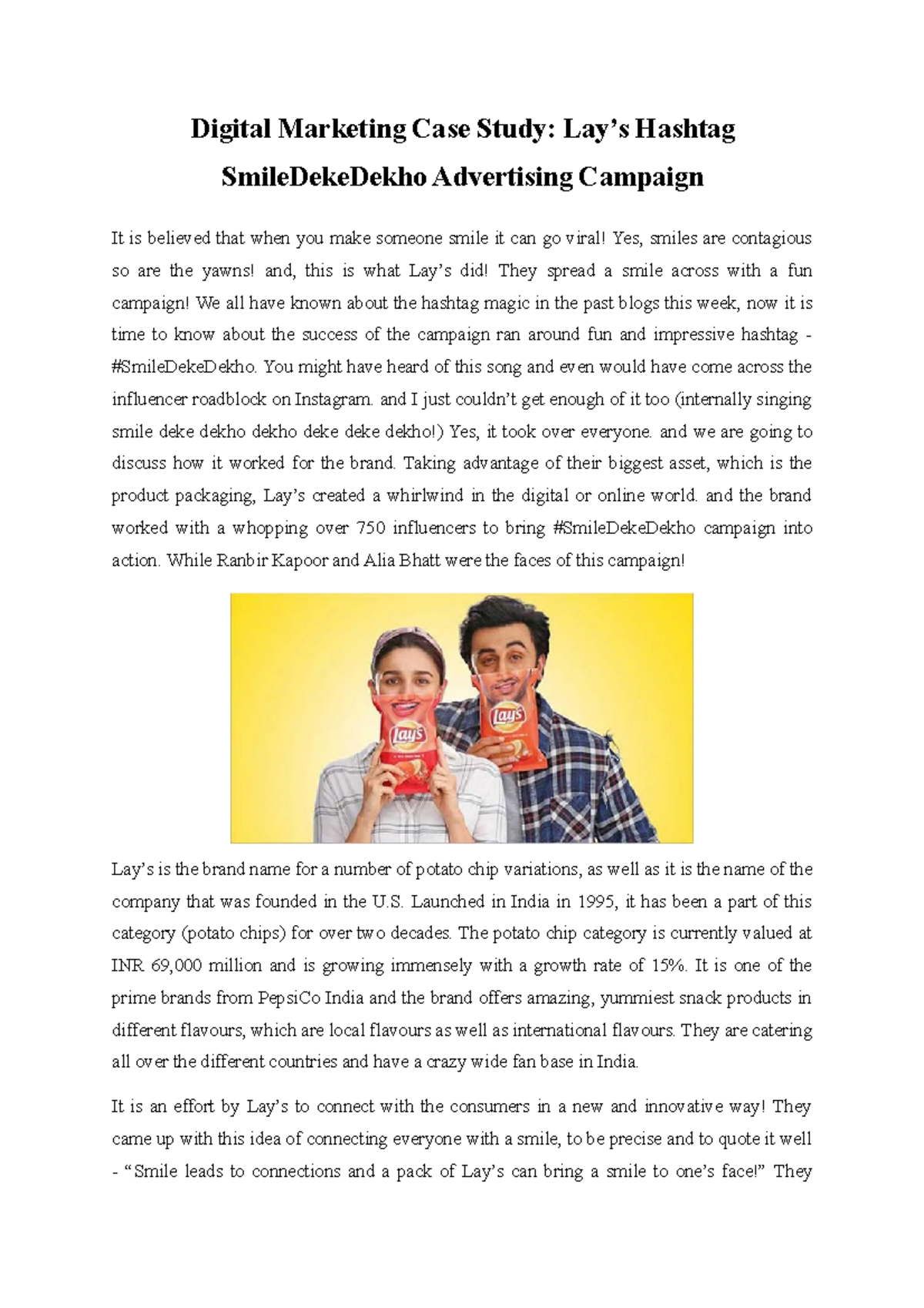 Lays Case Study - Digital Marketing Case Study: Lay’s Hashtag SmileDekeDekho Advertising ...