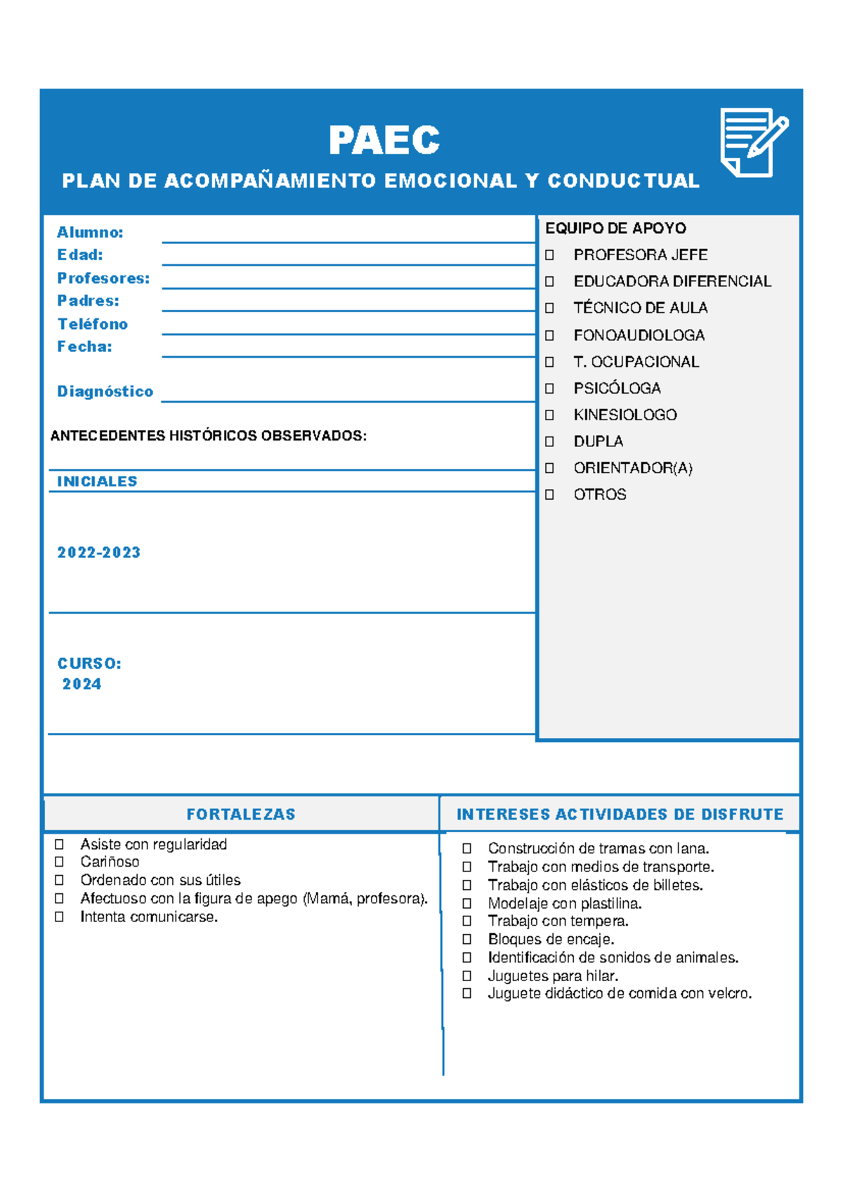 Ejemplo de PAEC 1722864961 - PAEC PLAN DE ACOMPAÑAMIENTO EMOCIONAL Y CONDUCTUAL Alumno: Edad ...
