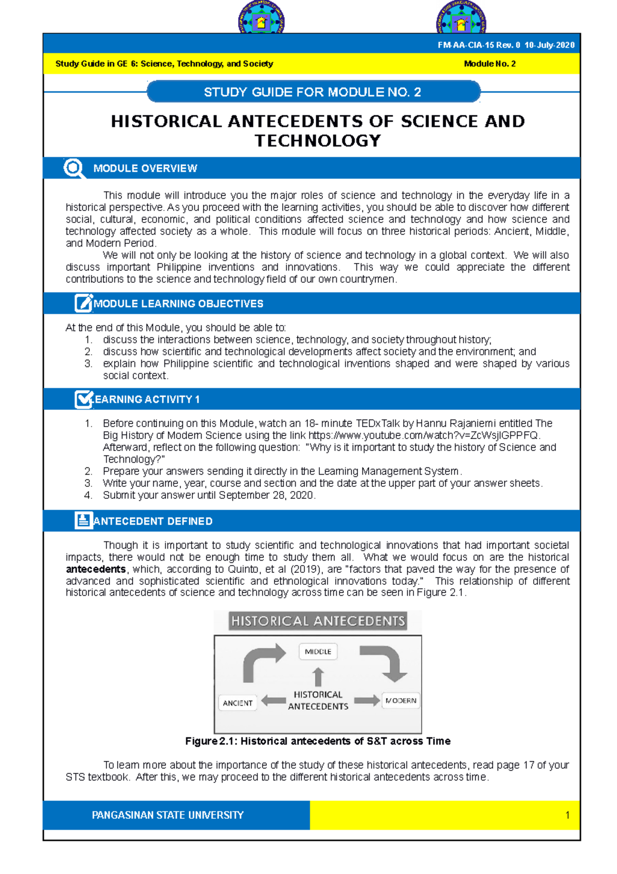 Study- Guide-2 - SST MODULE 2 - HISTORICAL ANTECEDENTS OF SCIENCE AND ...
