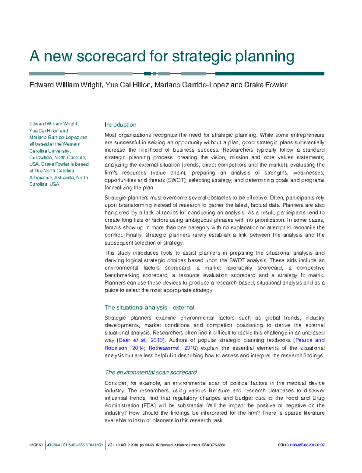 A new scorecard for strategic - While some entrepreneurs are successful ...