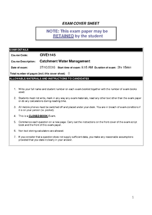 CIVE1145 Catchment Water Management - RMIT University - StuDocu