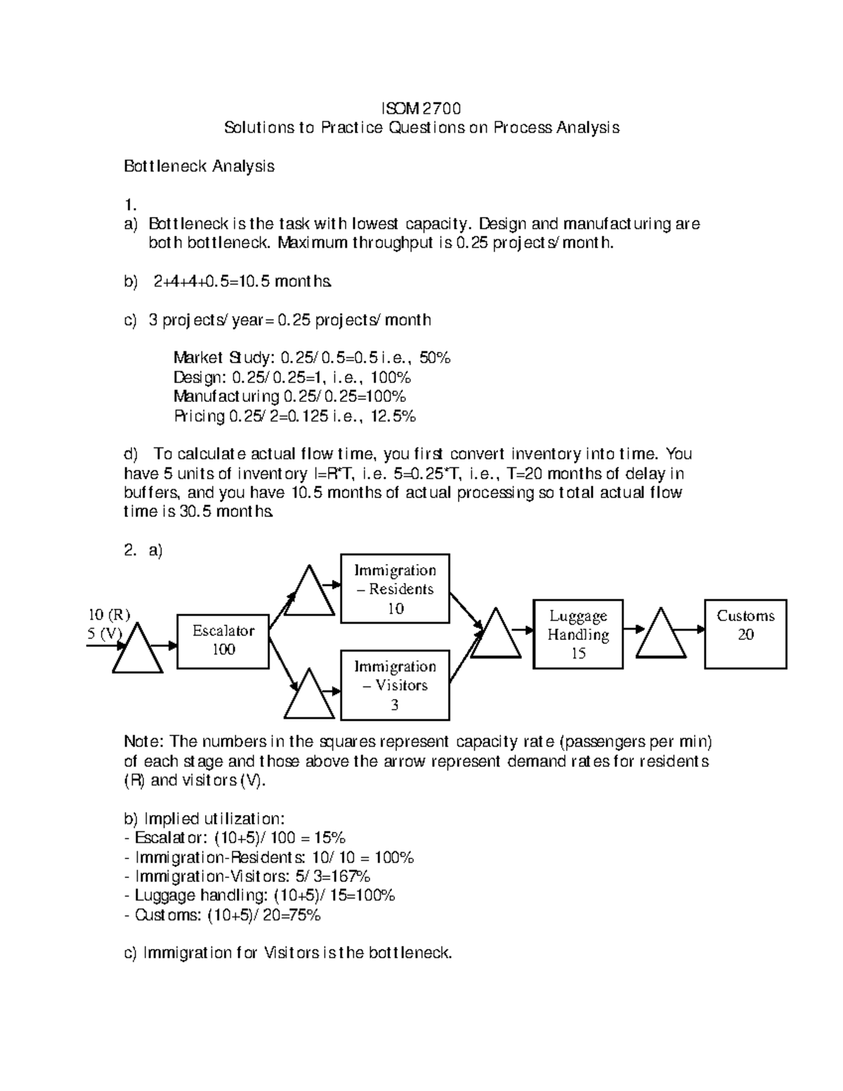 Practice Problems Proc Analysis Solutions - ISOM 2700 Solutions to ...