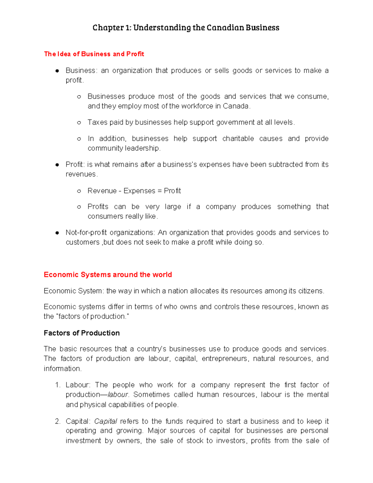 Chapter 1 Understanding the Canadian Business - Chapter 1 ...