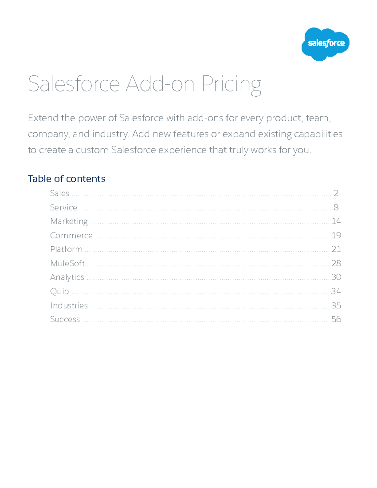 All Add Ons Guía Slf Salesforce Add On Pricing Extend The Power Of Salesforce With Add Ons