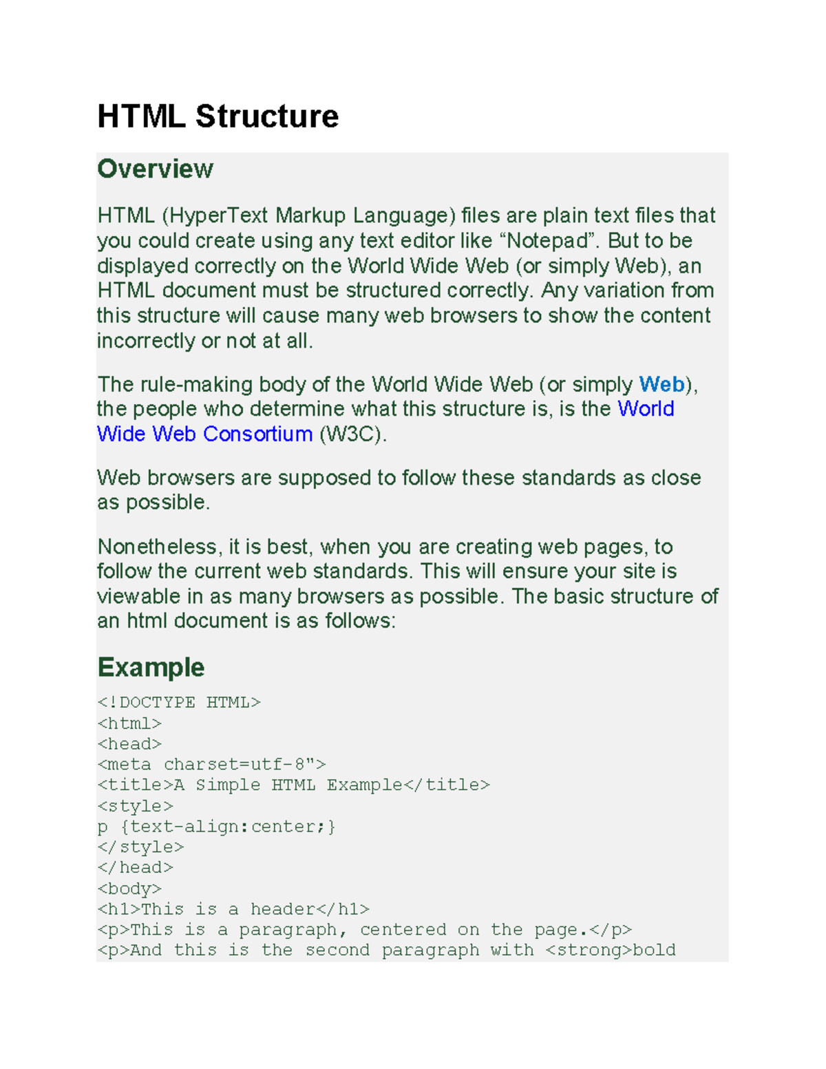 HTML-Structure and Tags - HTML Structure Overview ####### HTML ...