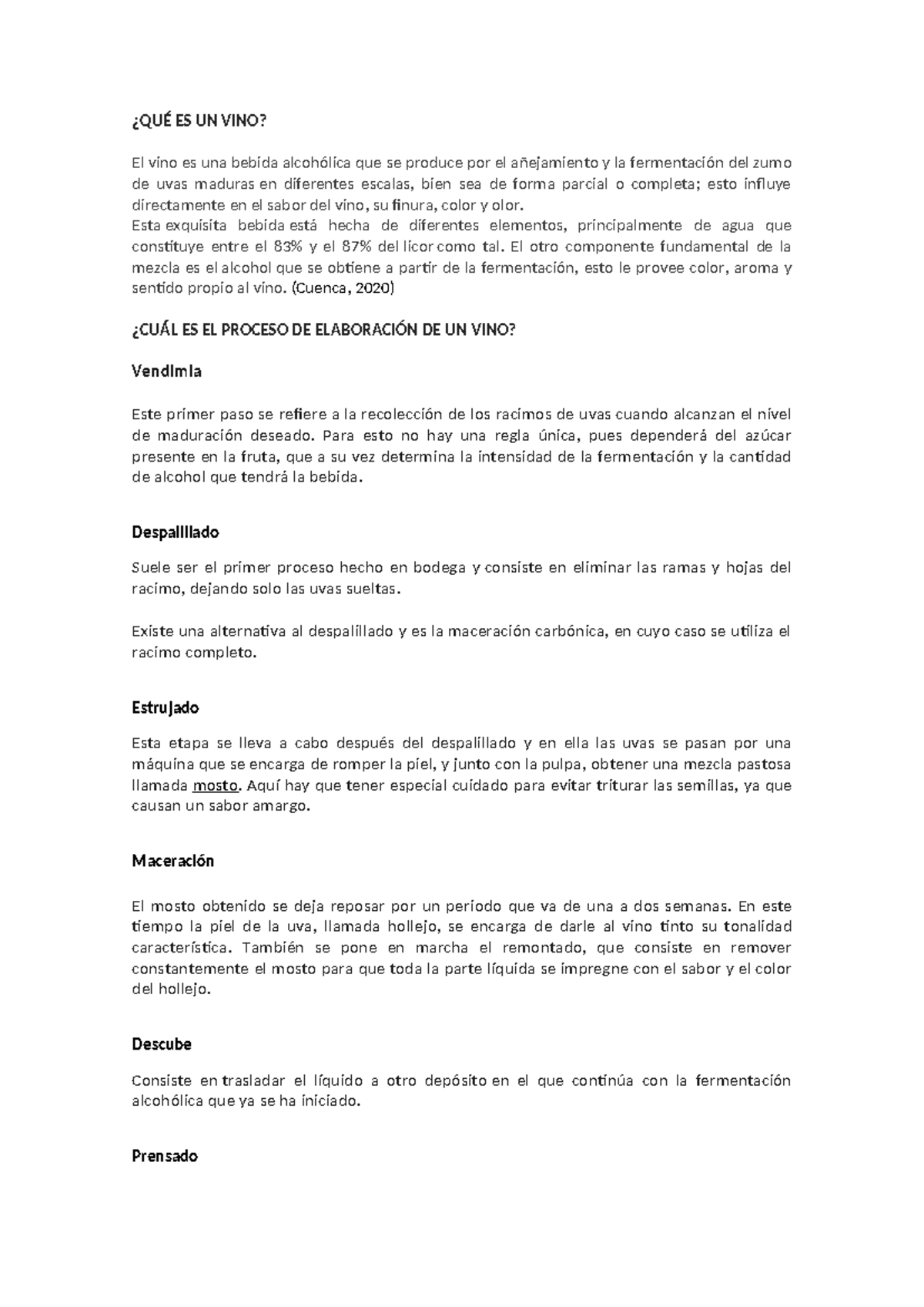QUÉ ES UN VINO - ¿QUÉ ES UN VINO? El vino es una bebida alcohólica que ...