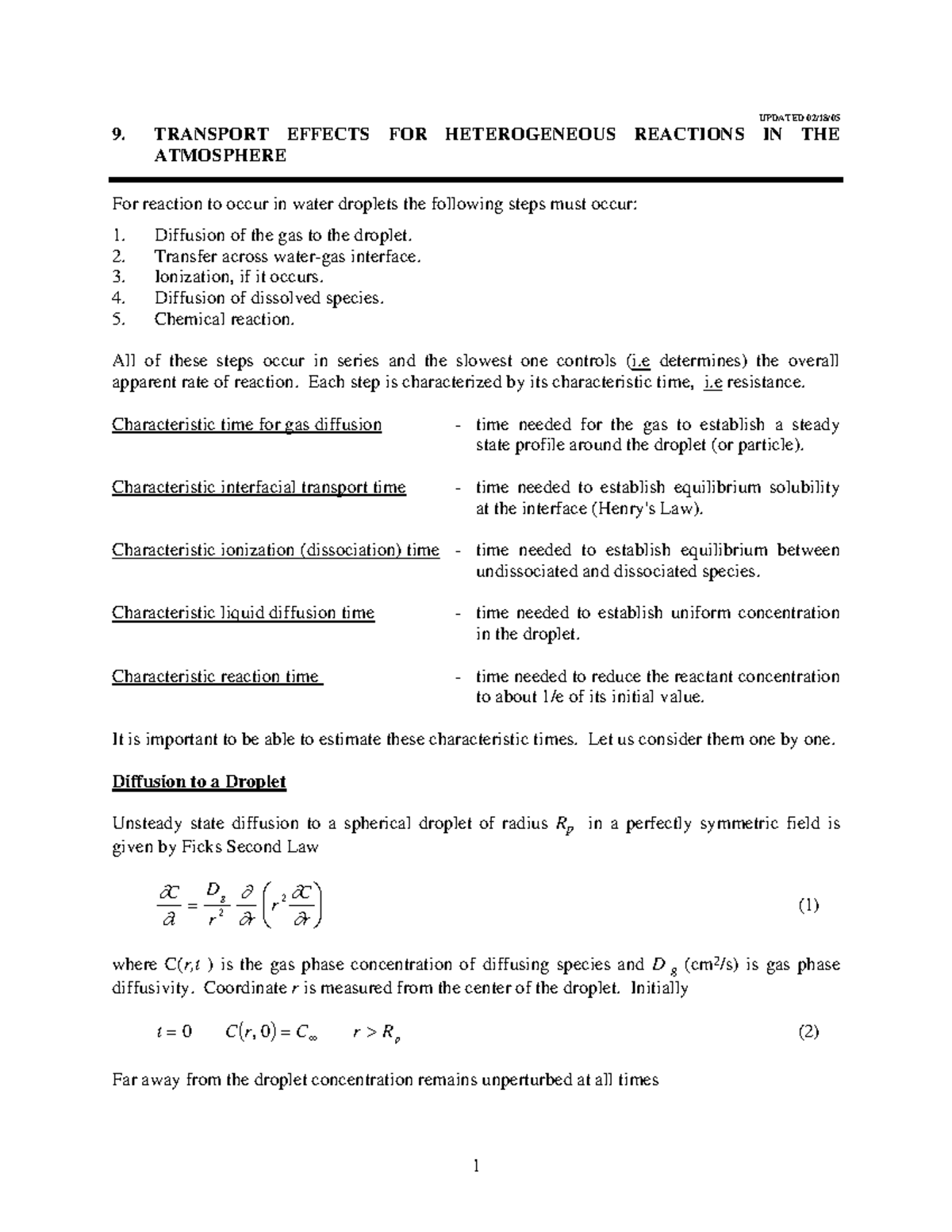 CHE505 2012-2013 Lecture Notes 9 - Transport Effects for Heterogenous ...