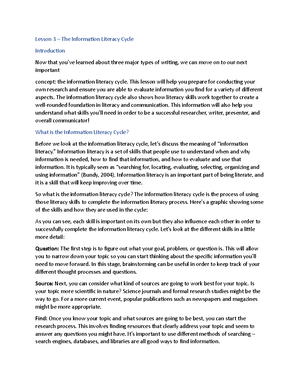 [Solved] What is information literacy - Research & Writing (ENGL202 ...