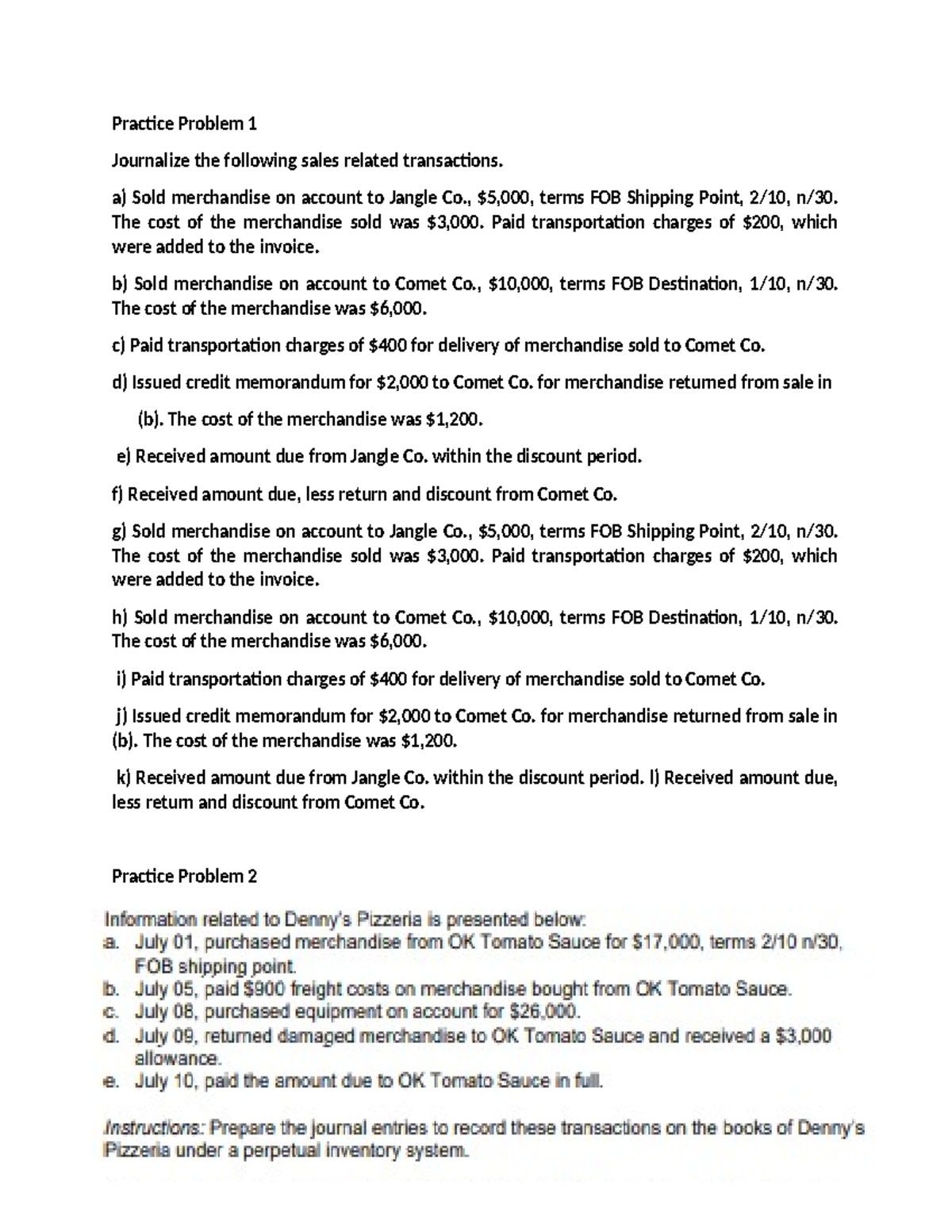 Sales related transaction - Journalizing - Practice Problem 1 ...