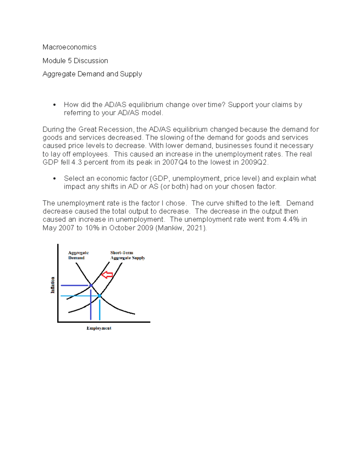 Module 5 Discussion Aggregate Demand and Supply - Macroeconomics Module ...