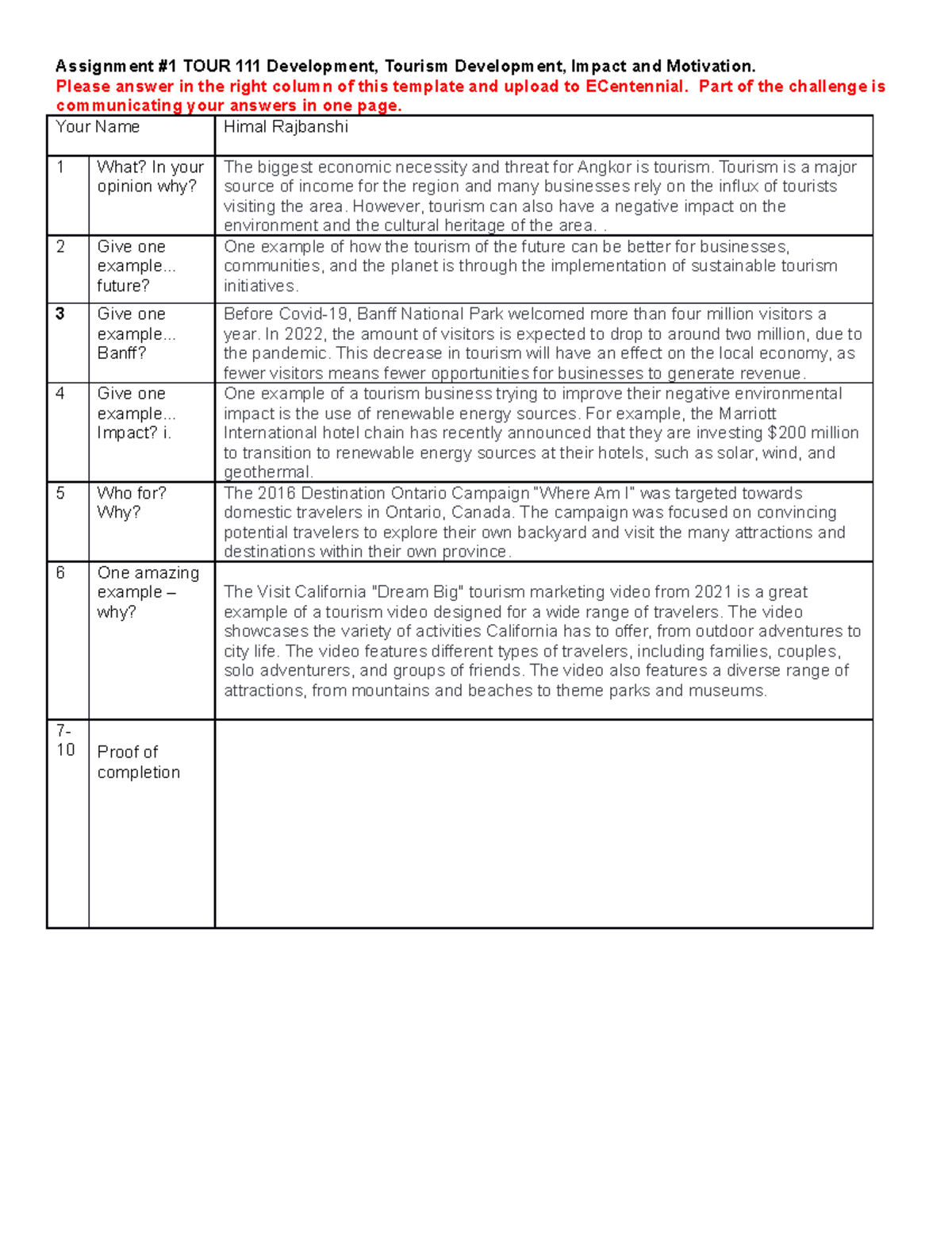 T111 Assignment 1 Template - Assignment #1 TOUR 111 Development ...