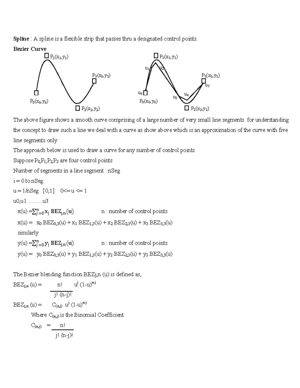 Bezier Curve - Spline : A spline is a flexible strip that passes thru a designated control ...