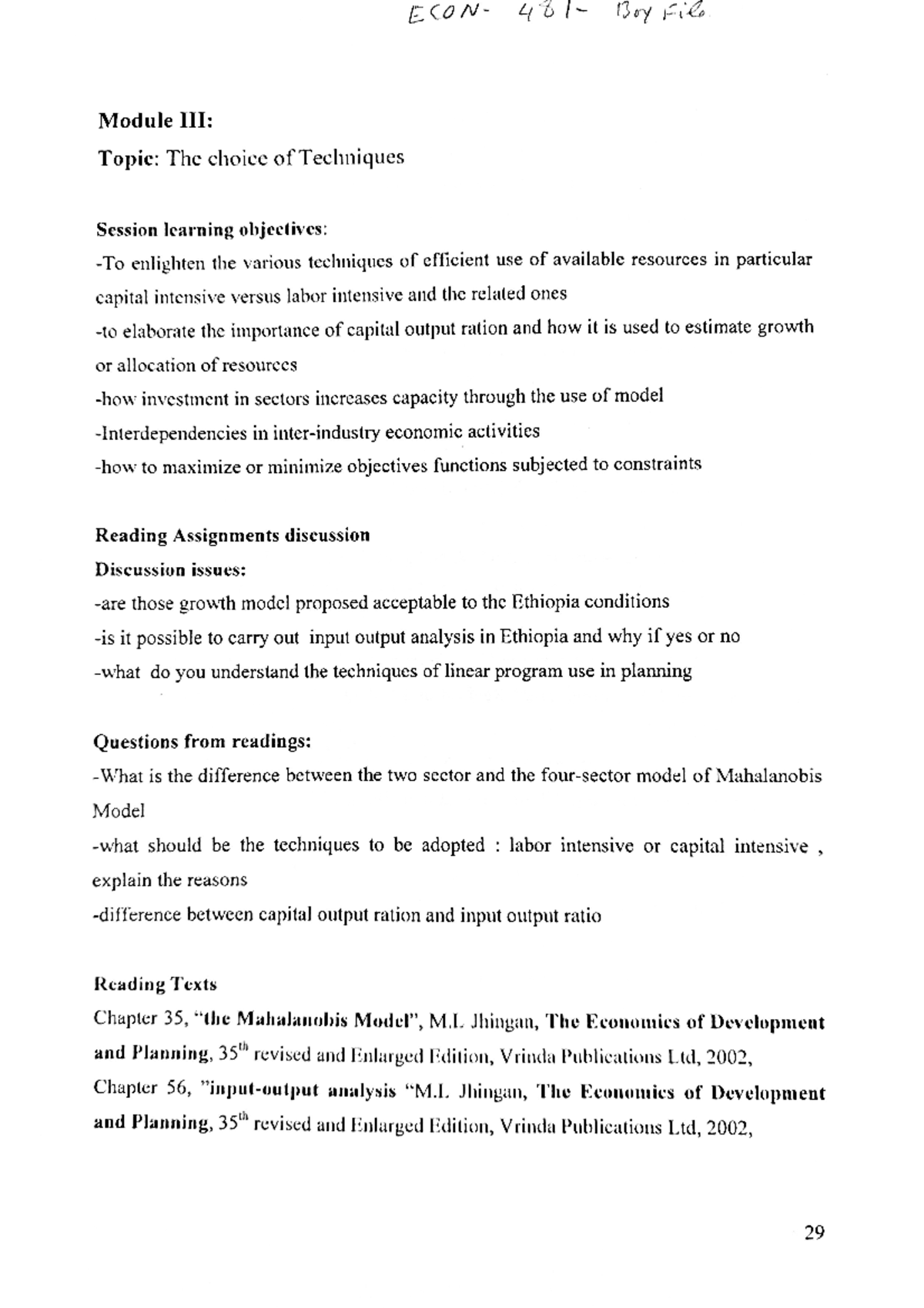 Development Planning Chapter 4 - Boy File Module Topic: The choice of ...
