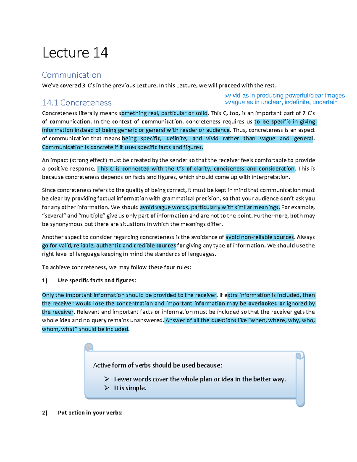 HUM102 Handouts Lecture 14 - Lecture 14 Communication We’ve covered 3 C’s in the previous ...